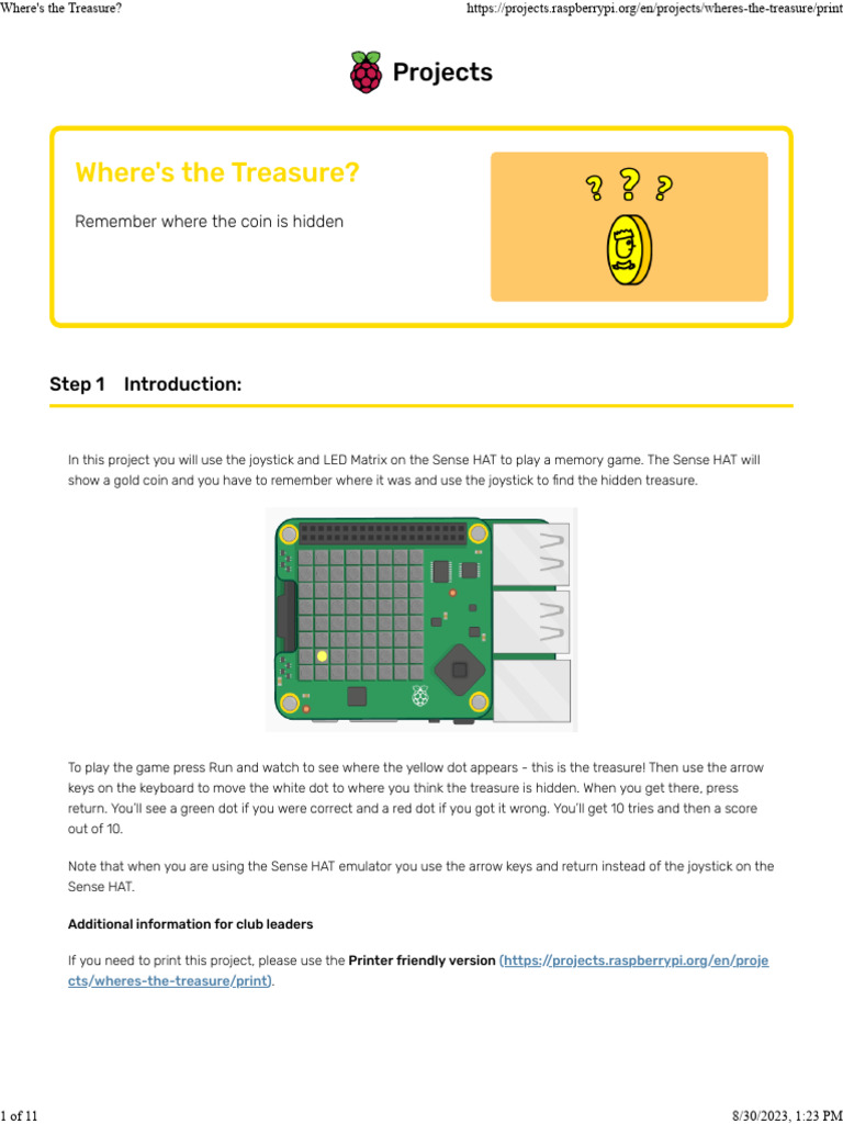 Memory Game: Find the Treasure | PDF | Computing | Computer Programming