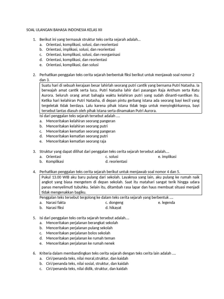Soal Ulangan B Ind Kelas Xii | PDF | Kajian Bahasa Asing | Fiksi Umum
