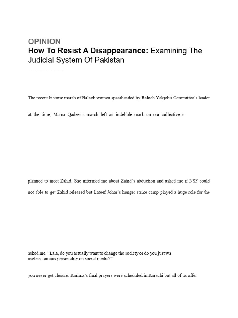 Resisting Disappearances in Pakistan | PDF | Police | Detention ...