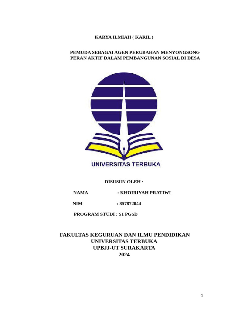 Contoh Karya Ilmiah Universitas Terbuka KHOIR 1 | PDF