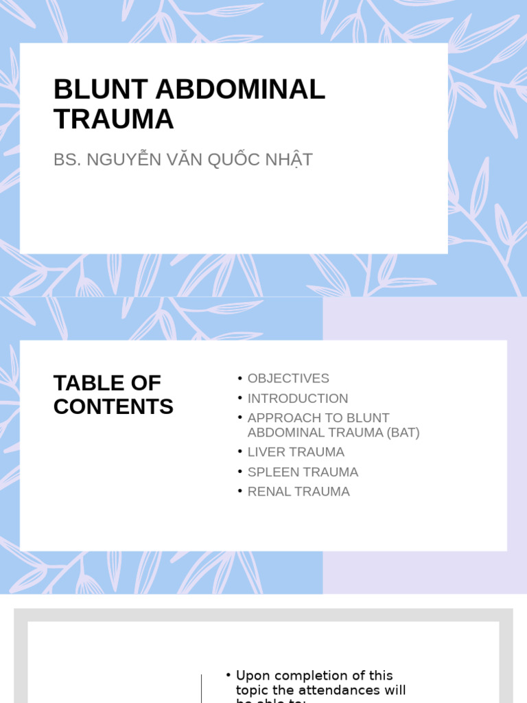 Blunt Abdominal Trauma | PDF | Major Trauma | Medicine