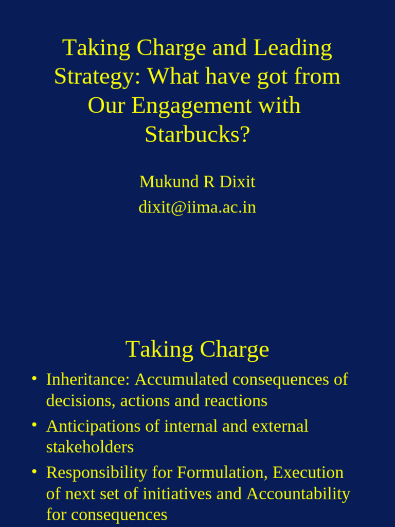 Taking Charge and Leading Strategy | PDF | Starbucks | Economies