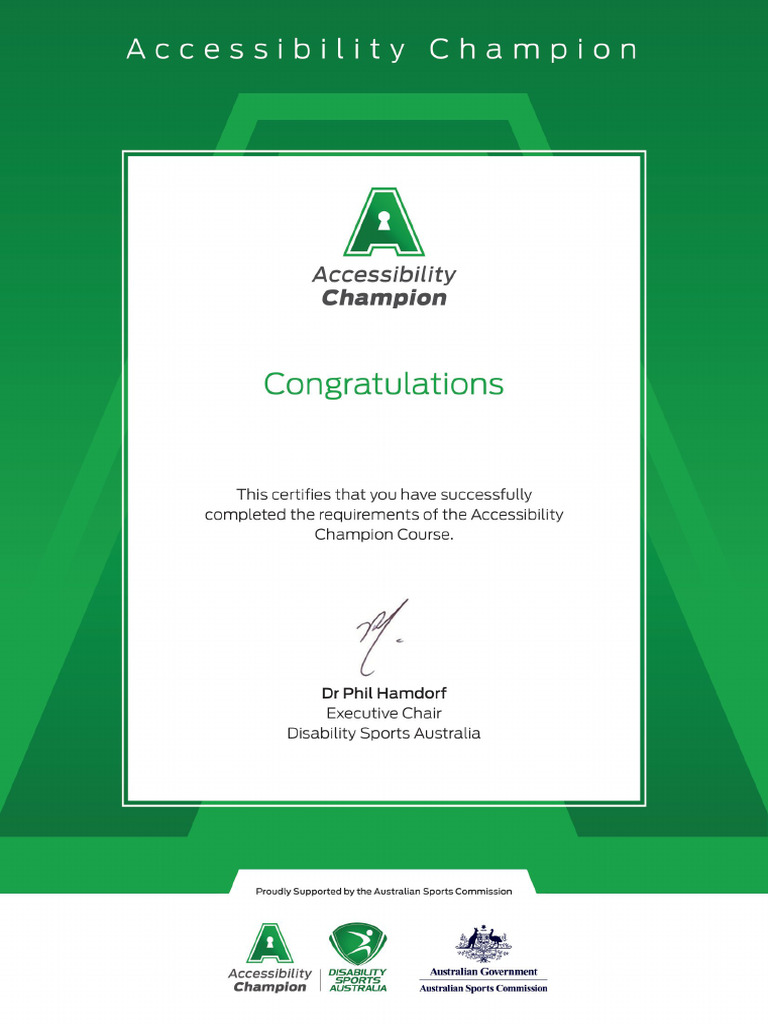 Accessibility Champion Certificate | PDF | Law