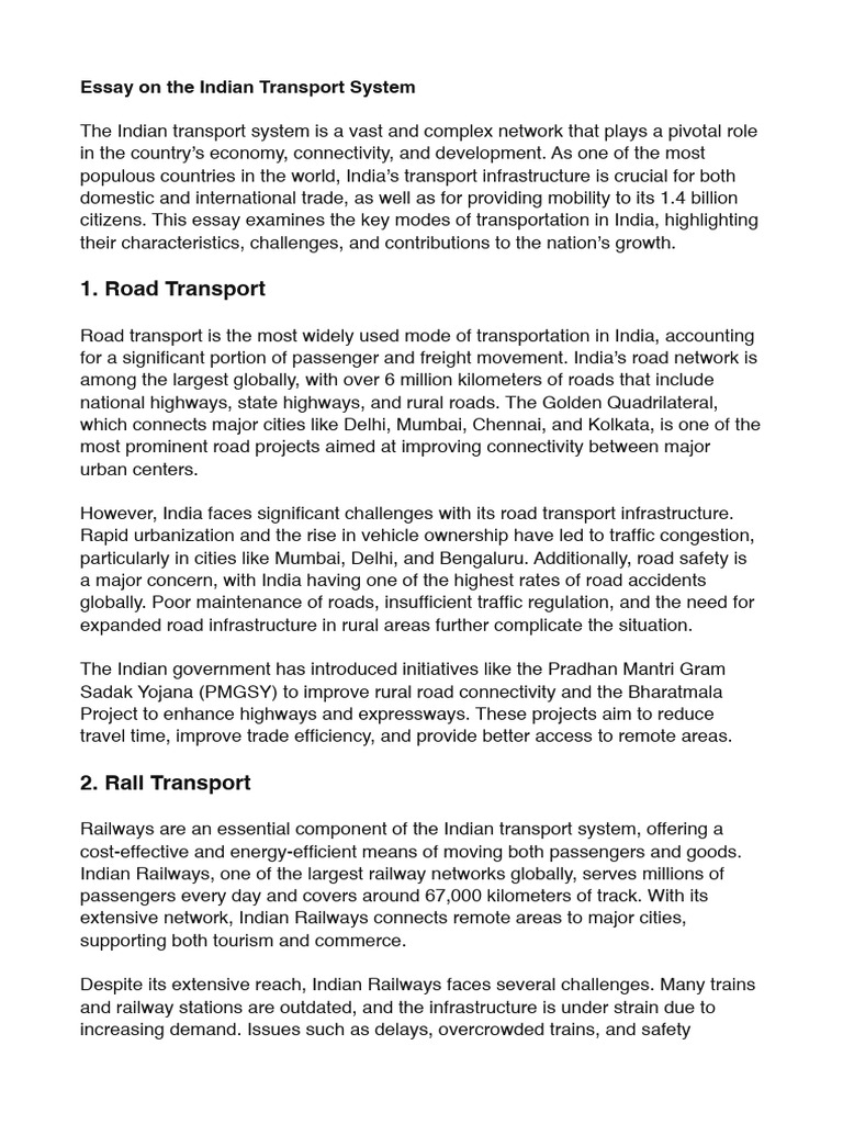 Indian Transport System | PDF | Transport | Public Transport