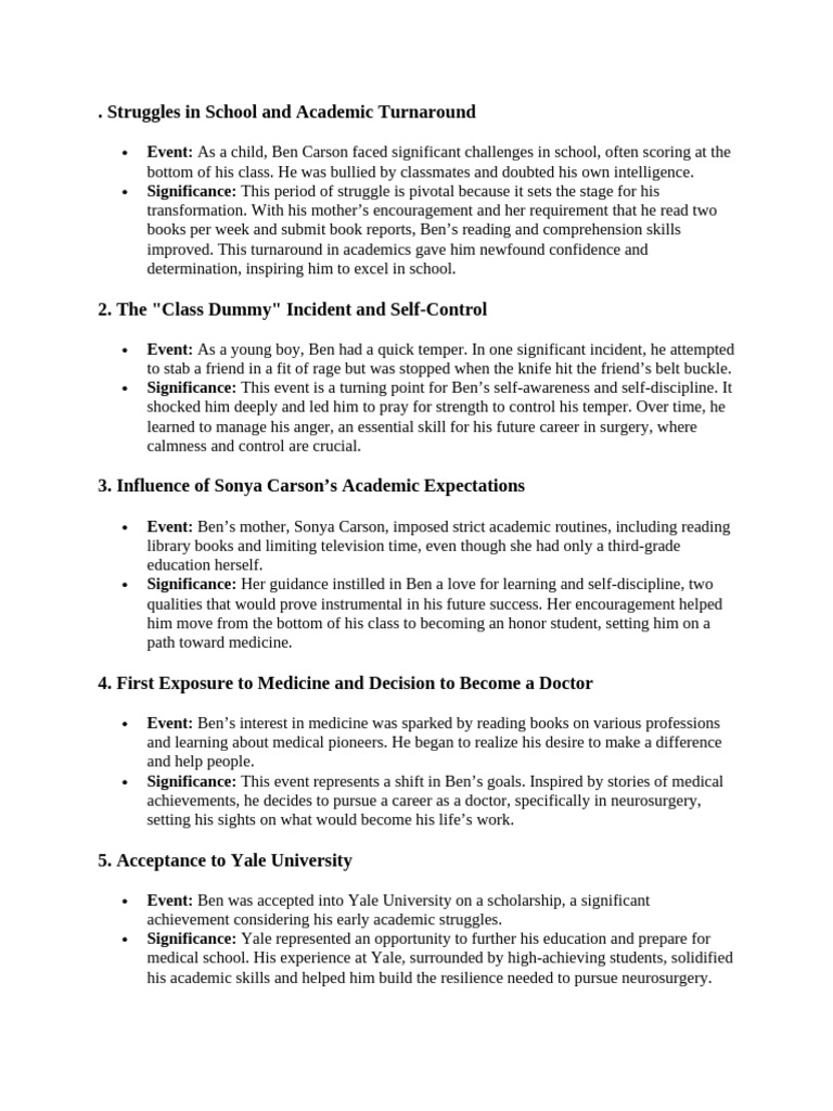 Inspiring Journey of Ben Carson | PDF | Neurosurgery | Surgery