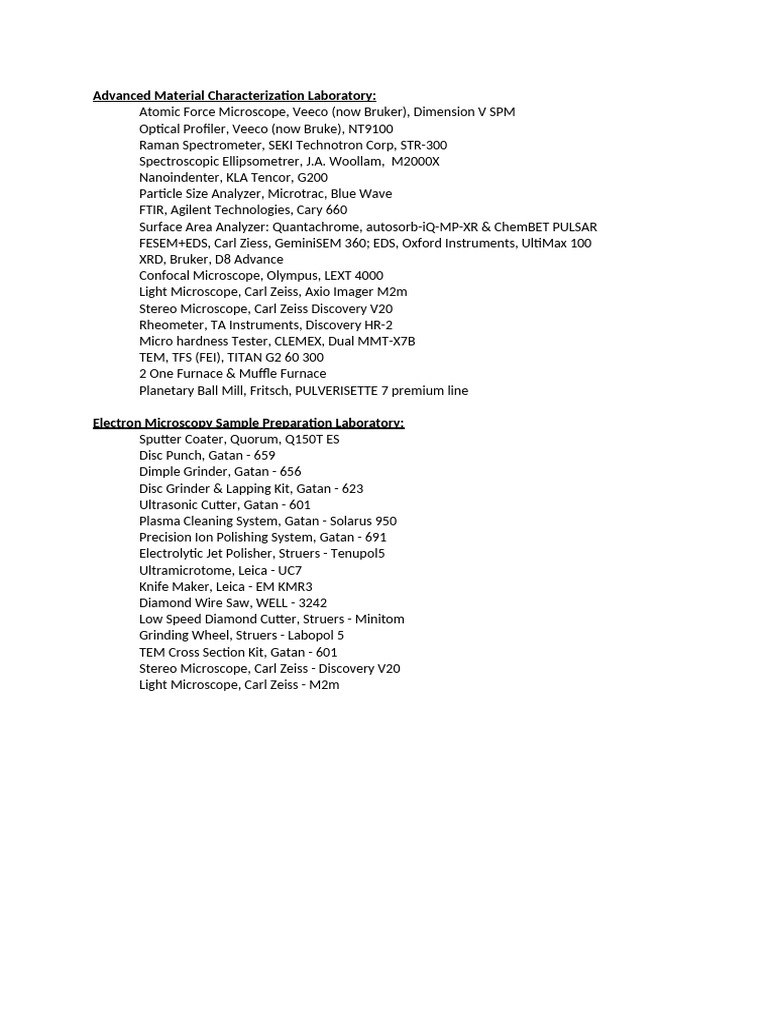 Advanced Material Characterization Laboratory | PDF