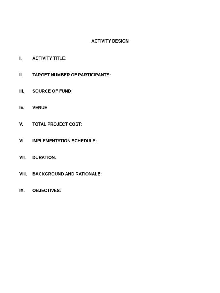 Activity Design Format | PDF