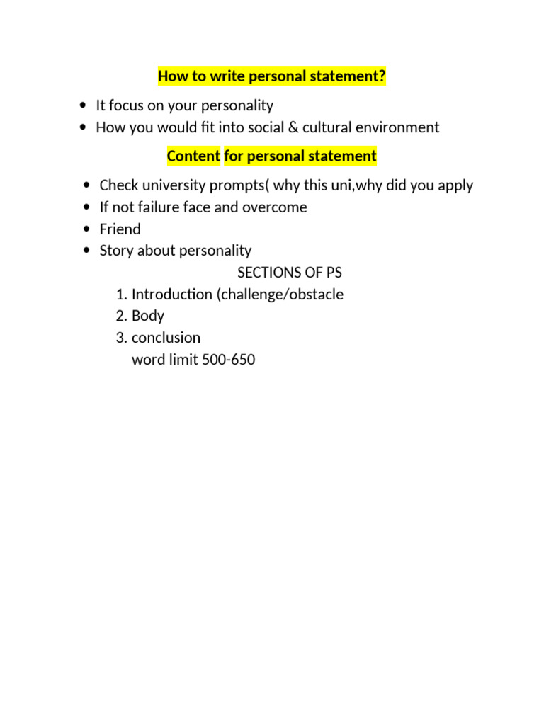 How to Write Personal Statement | PDF