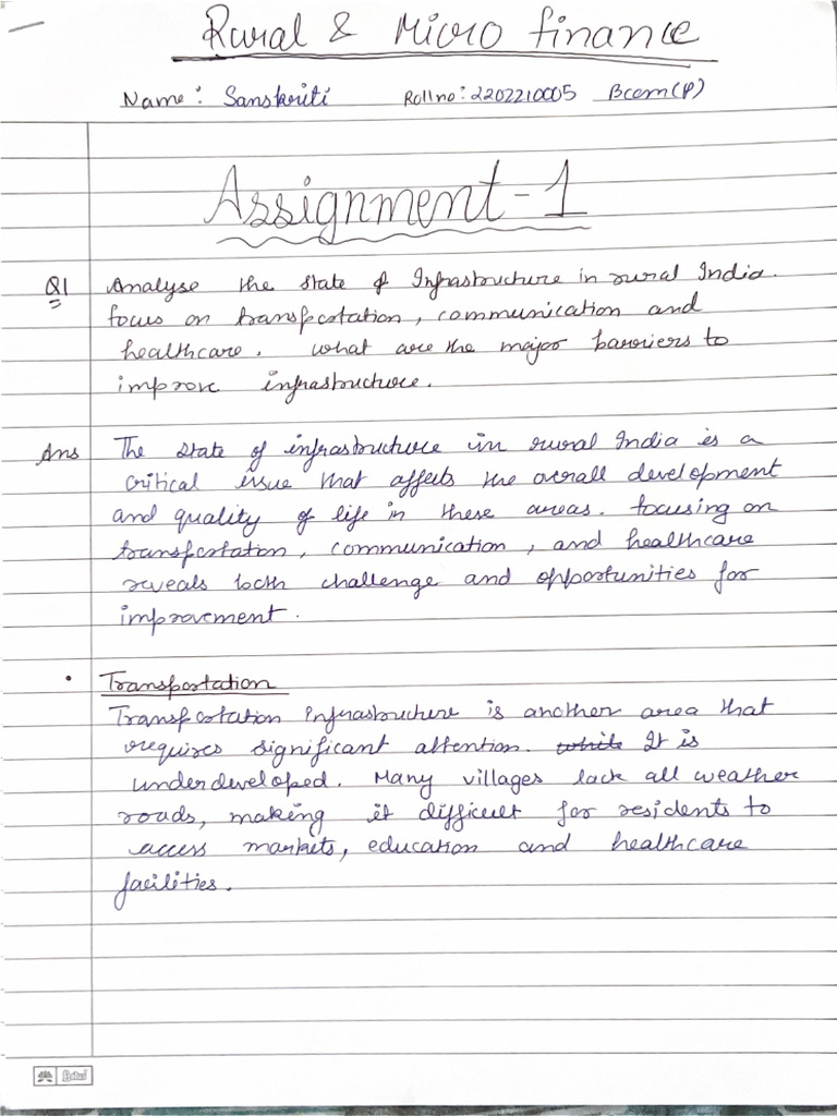 Rural Finance Asg1 | PDF
