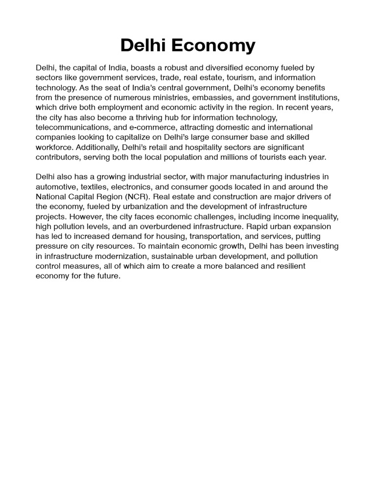 Overview of Delhi's Economic Landscape | PDF | Finance & Money ...