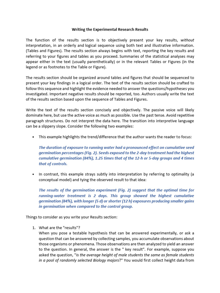 Writing The Experimental Research Results | PDF | Statistics ...