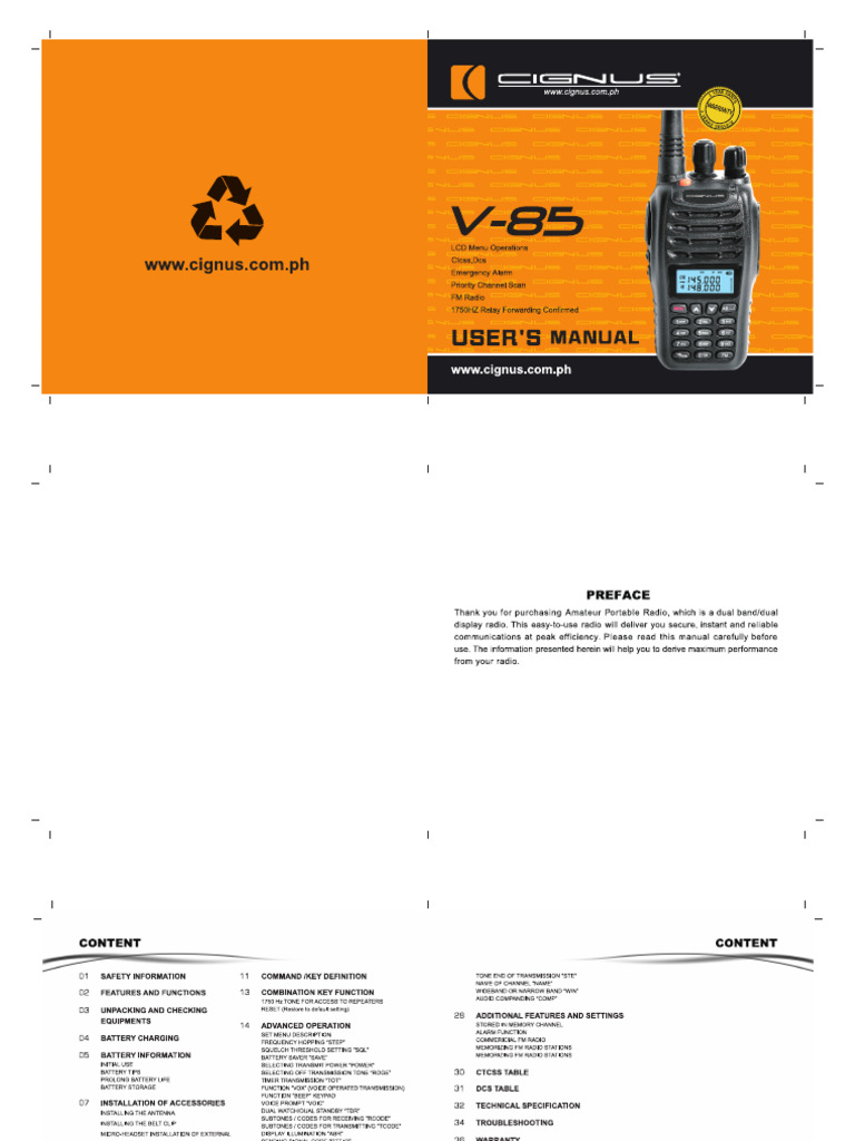 CIGNUS V85 Dual | PDF
