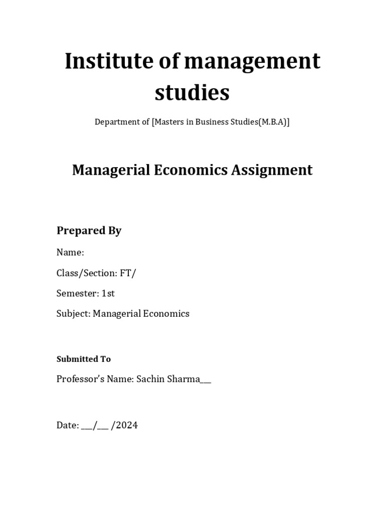 MBA Managerial Economics Task | PDF