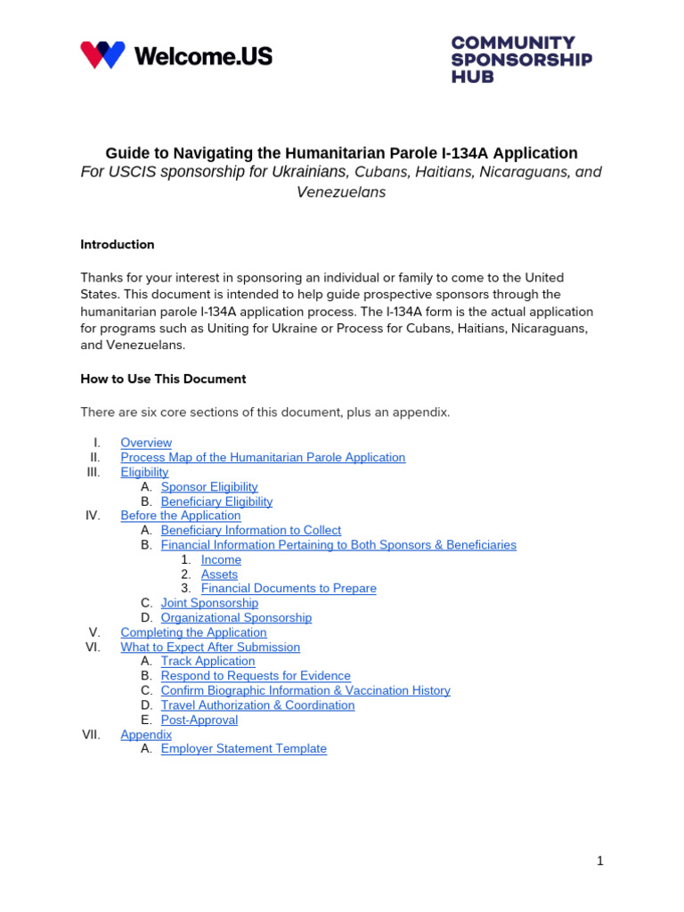 Humanitarian Parole I-134A Guide | PDF | Social Science