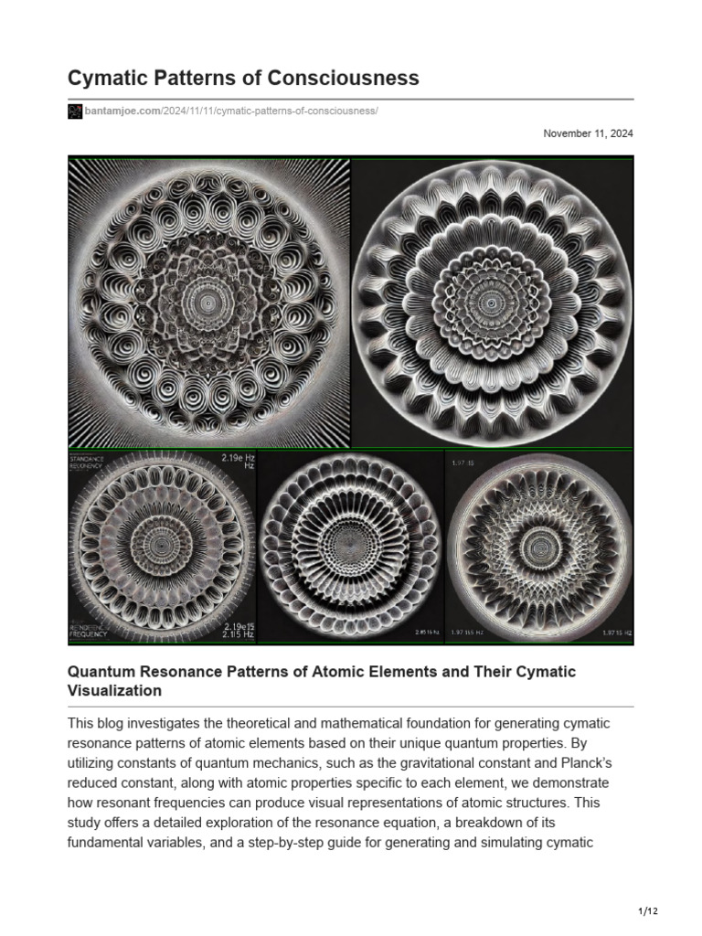 Cymatic Patterns Ofconsciousness | PDF | Resonance | Fundamental ...