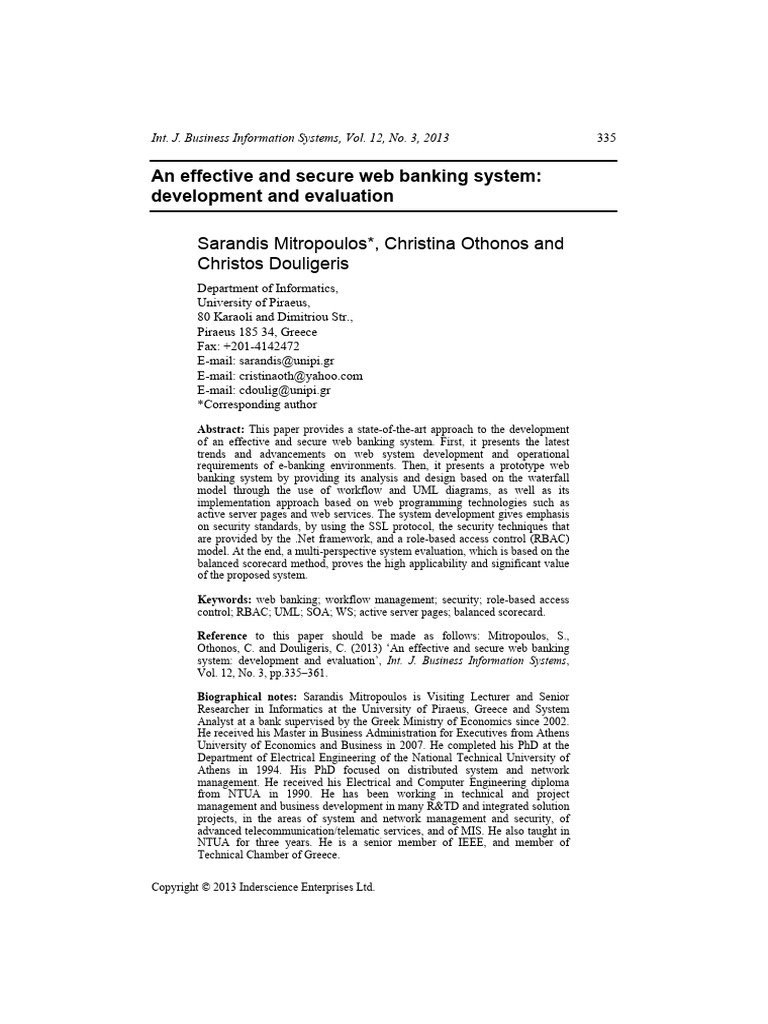 An Effective and Secure Web Banking Syst | PDF | Databases | Service ...