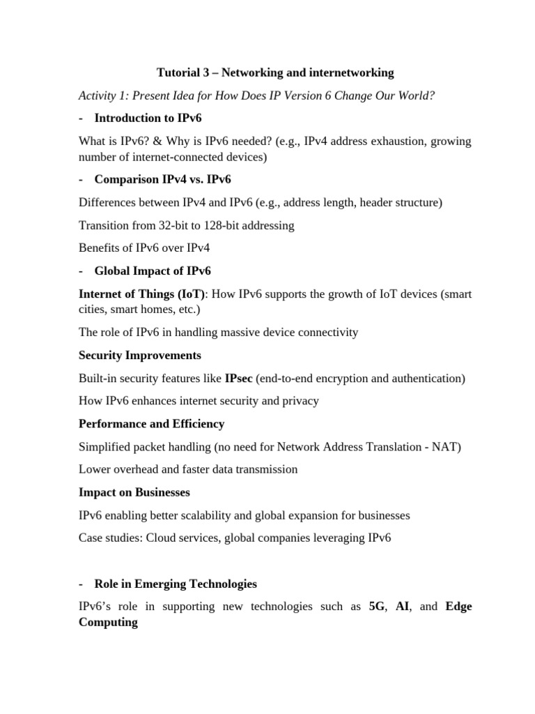 (DSY) Tutorial 3 | PDF | I Pv6 | Routing