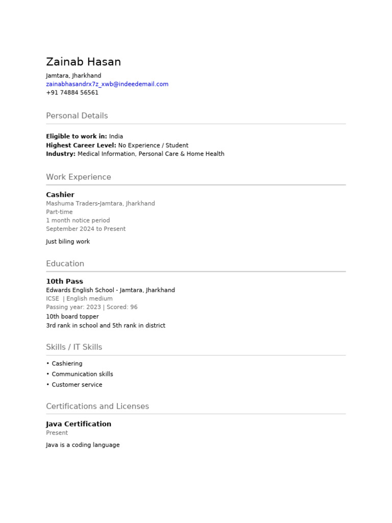 Zainab Hasan | PDF | Career & Growth