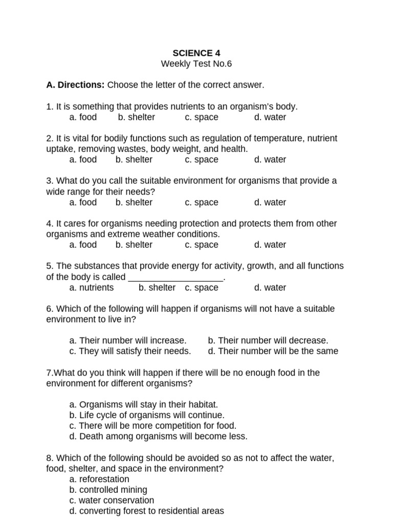 Science Quiz for Grade 4 Students | PDF | Water | Natural Environment