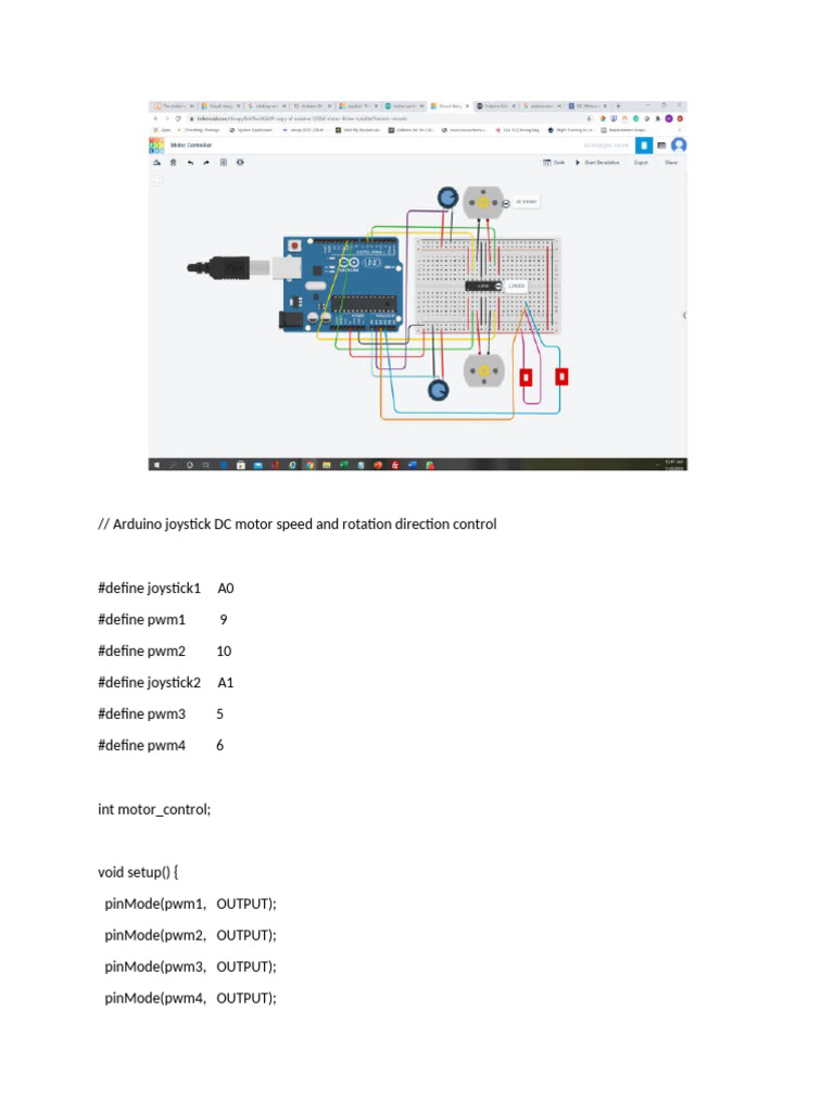 Arduino Joystick DC Motor Speed and Rotation Direction Control | PDF