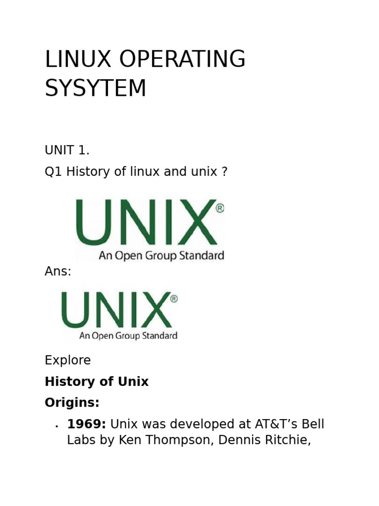 LINUX OPERATING SYSYTEM Notes | PDF | Linux | Unix