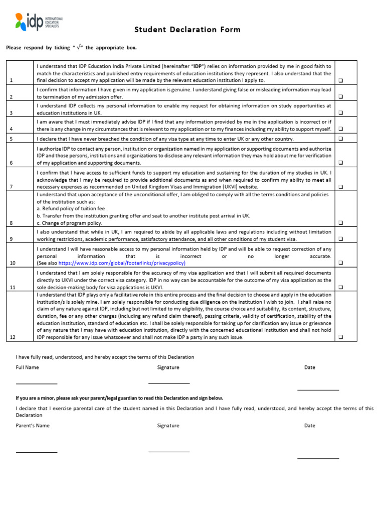 New Student Declaration Form | PDF | Travel Visa | Justice
