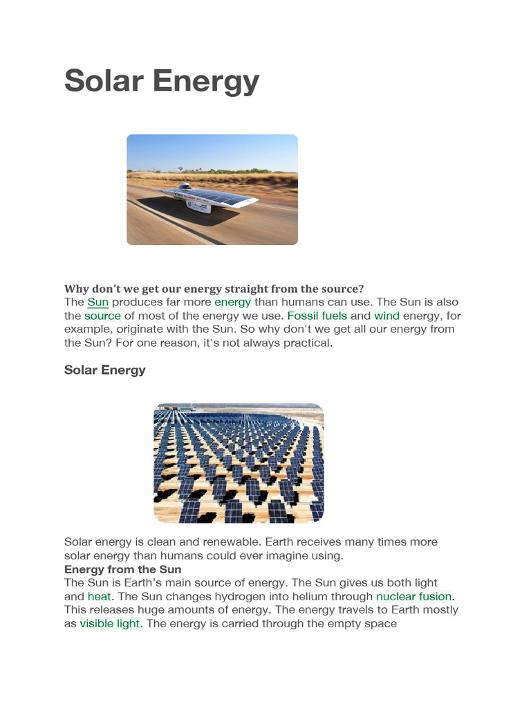 Solar Energy | PDF | Sun | Solar Energy