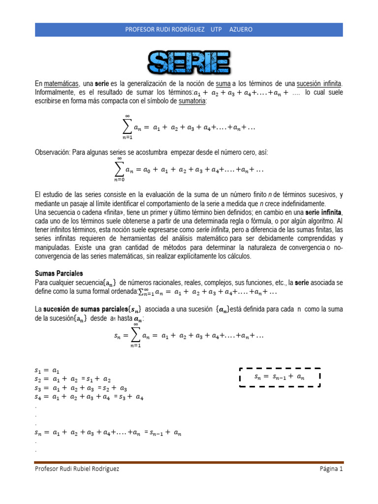 Introducción a Series Matemáticas | PDF | Series (Matemáticas ...
