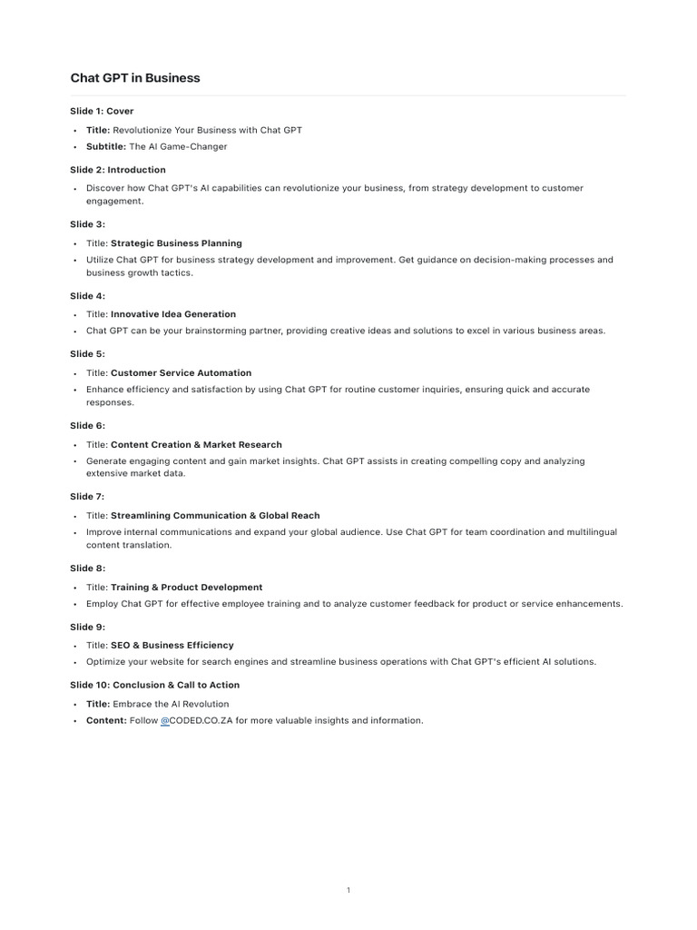 Transform Your Business with Chat GPT | PDF