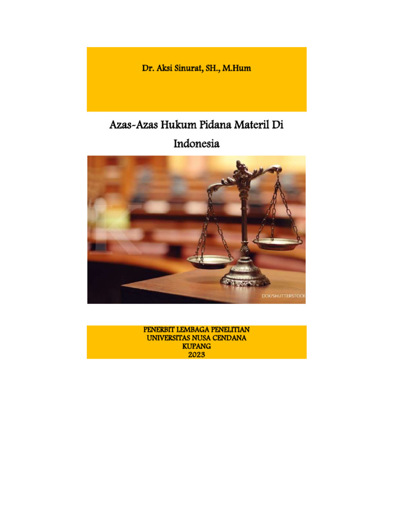 Azas Azas Hukum Pidana Materil Di Indonesia | PDF | Kajian Bahasa Asing