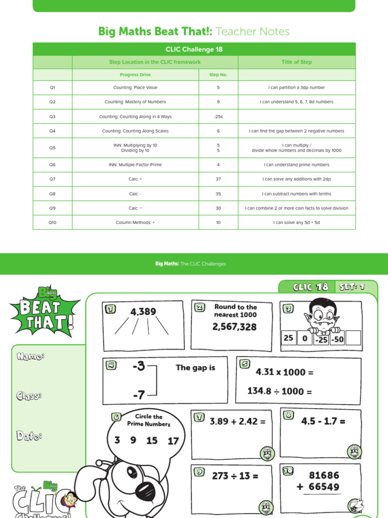 CLIC Challenge 18 Questions and Answers | PDF | Number Theory | Mathematics