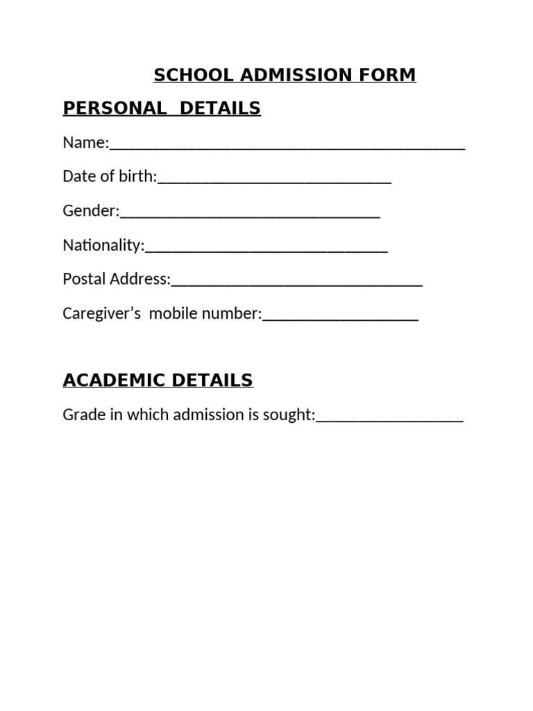 School Admission Form | PDF