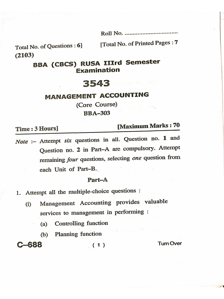 Management Accounting 2023 | PDF