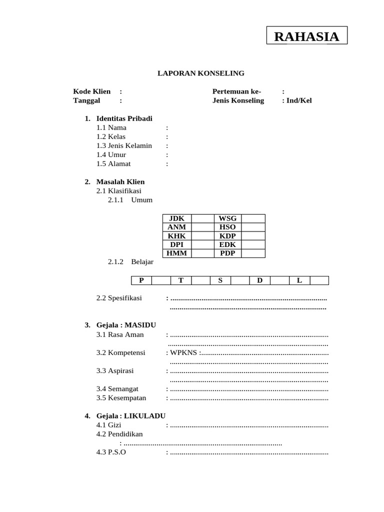 Format Laporan Konseling | PDF