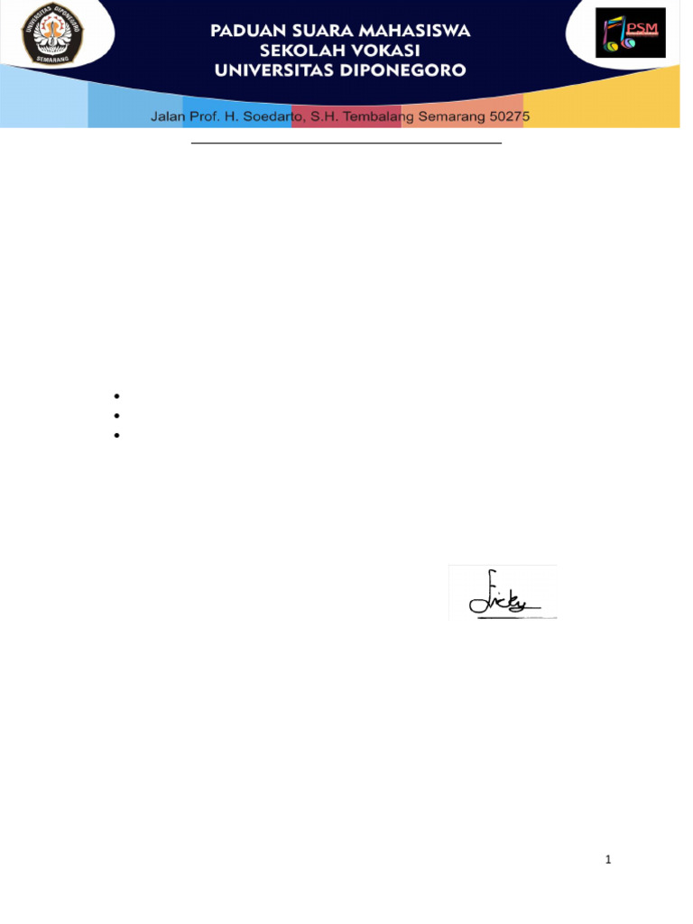 Surat Aktif Organisasi PSM SV | PDF