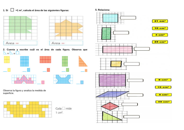Ficha de Area de Figura Geometrica | PDF | Métodos y materiales de ...