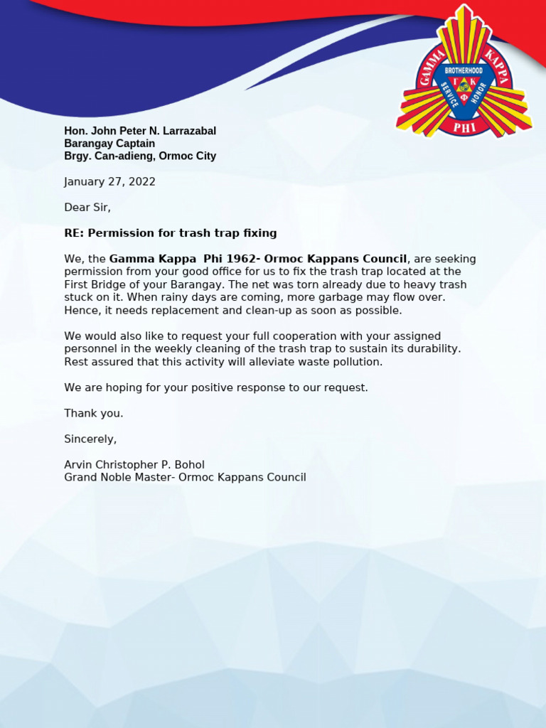 Final Trash Trap Request Letter | PDF