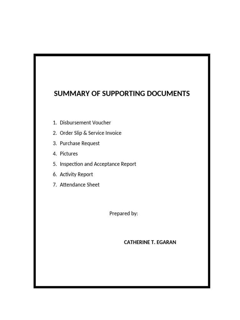 Summary of Supporting Docs | PDF