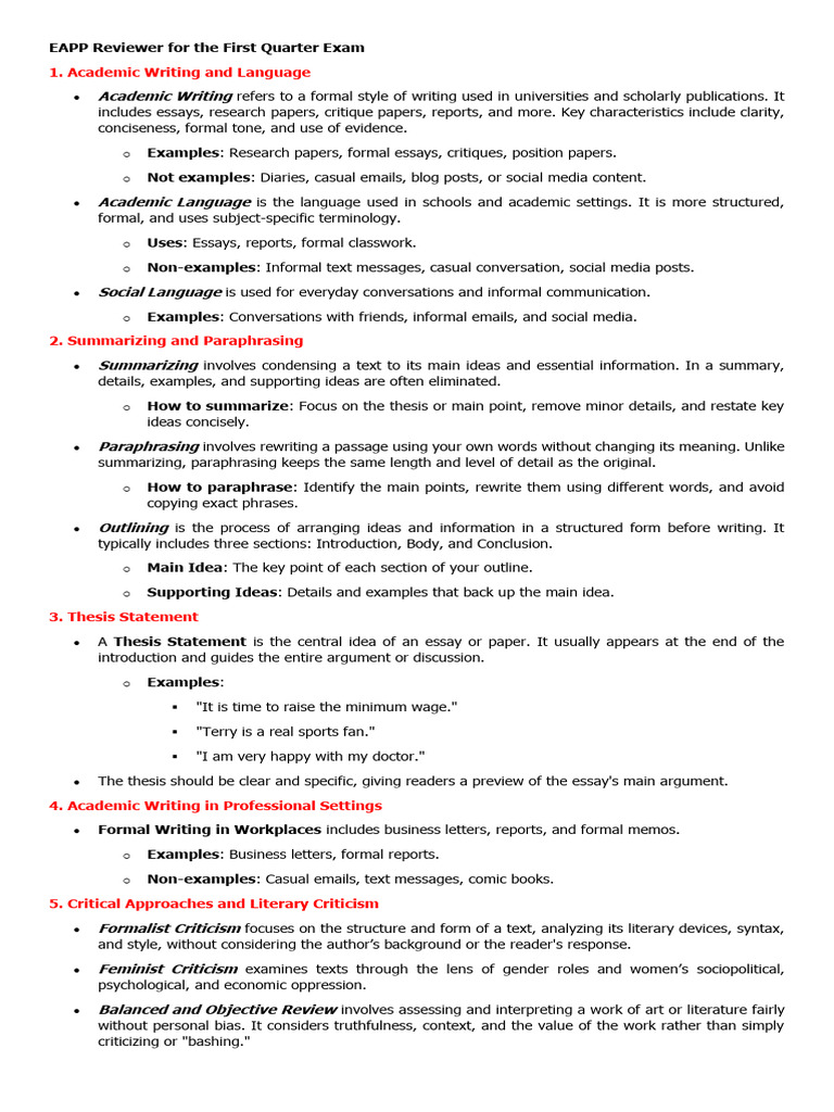 Eapp Reviewer Pdf Essays Thesis