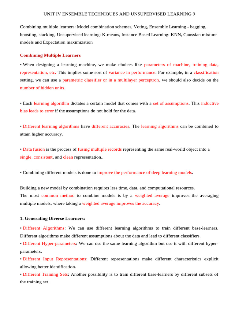Unit IV Aiml | PDF | Cluster Analysis | Machine Learning