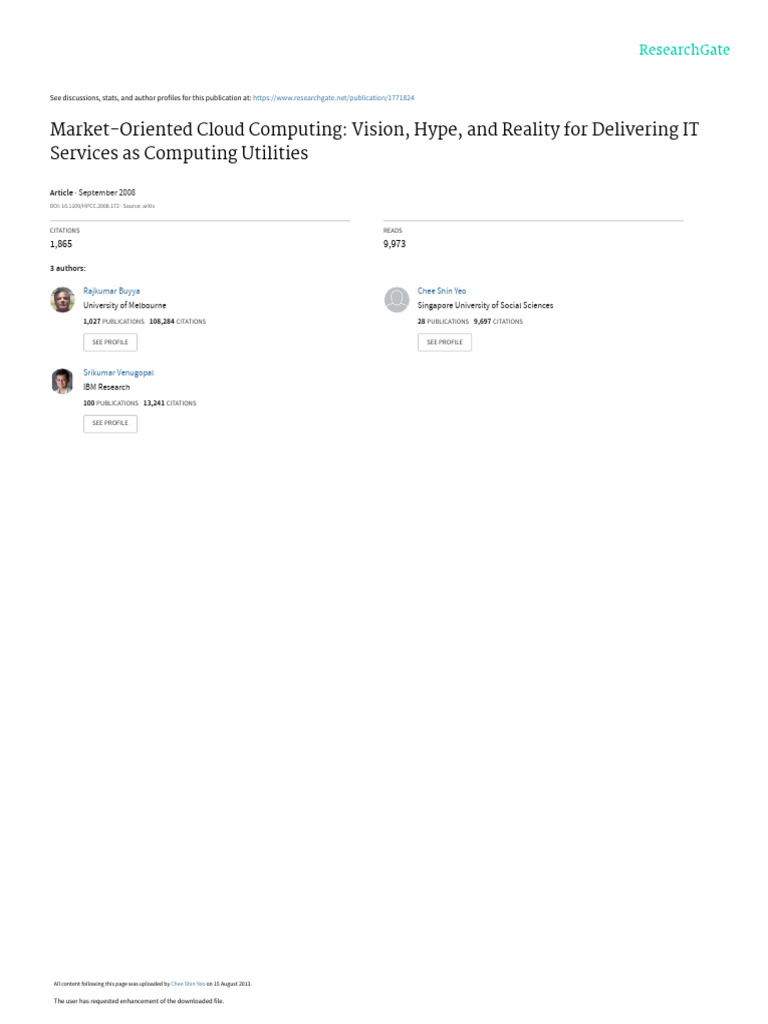Buyya Market Oriented Cloud Computing Vision Hype And Reality For Deliver Pdf Cloud