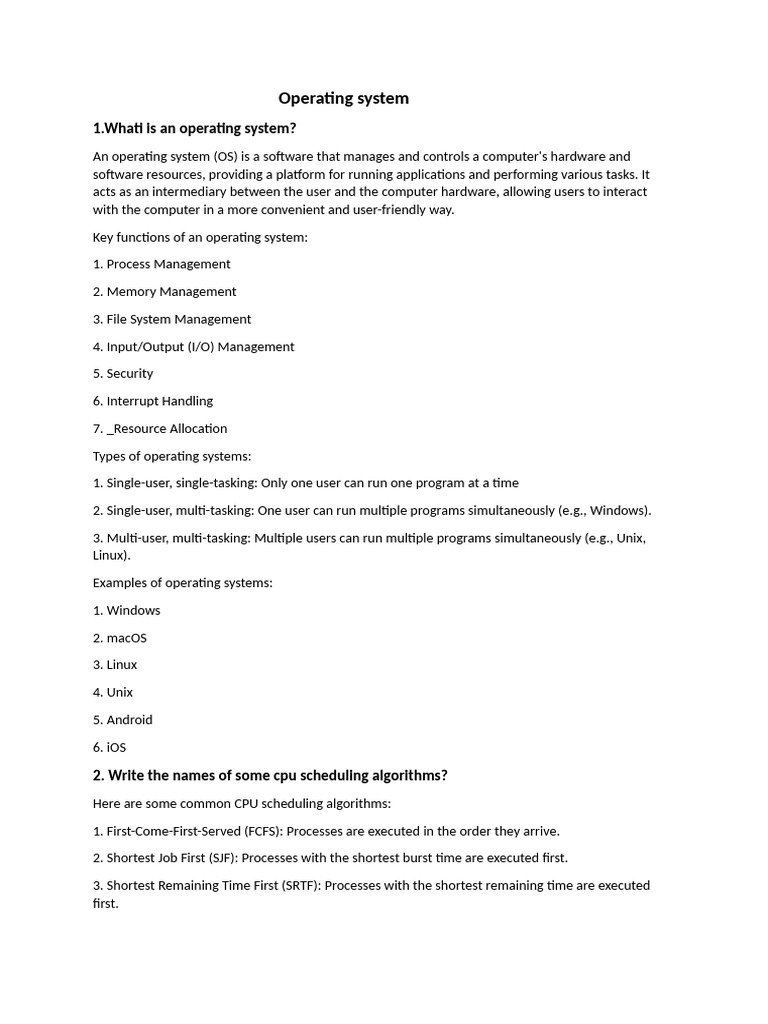 Operating System | PDF | Scheduling (Computing) | Operating System Operating System | PDF | Scheduling (Computing) | Operating System