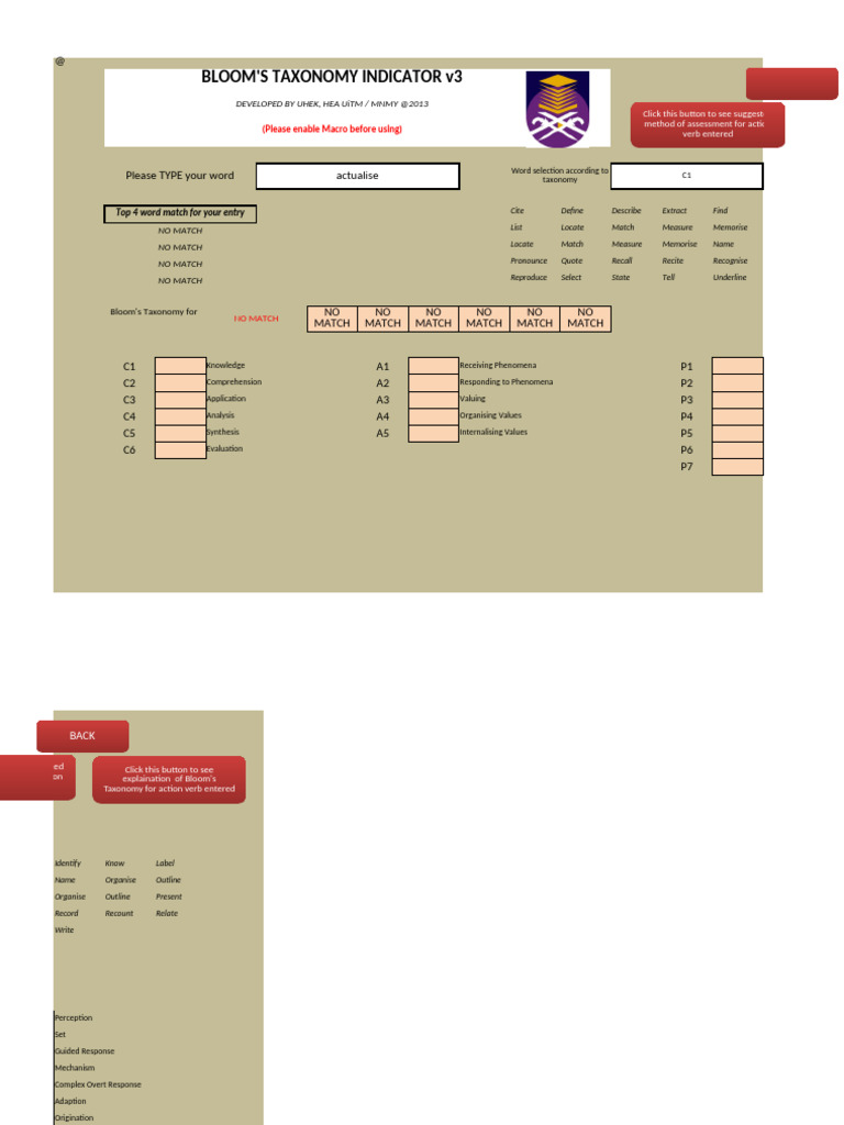 Hari 2 Sesi 2 TOOLS FOR Blooms Taxonomy Indicator v3 | PDF | Learning | Behavior