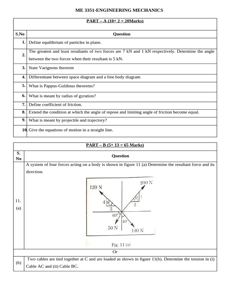 Me 3351-Engineering Mechanics 3 | PDF | Force | Physical Phenomena