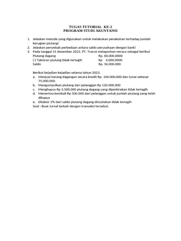 Soal Tugas 2 Akm (DONE) | PDF | Pengelolaan Keuangan & Uang