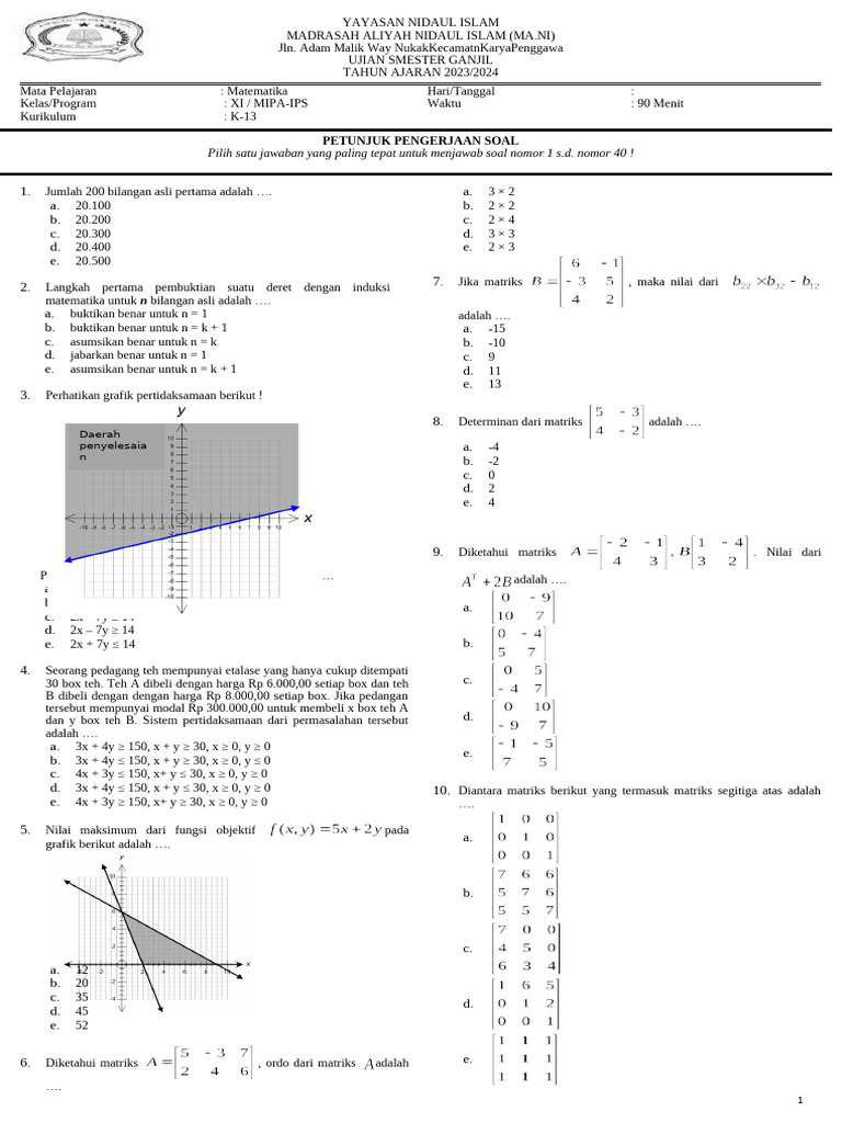 Soal PAS MTK Wajib Kelas XI | PDF