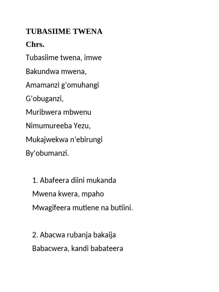 Meaning of "Mbwenu" in Tubasiime Twena | PDF | Wellness | Religion ...