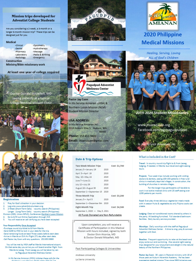 Medical Mission Trip Brochure | PDF | Seventh Day Adventist Church