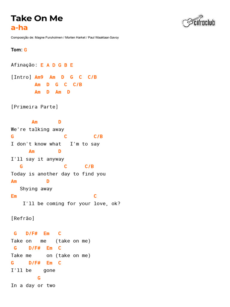 A-Ha - Take On Me | PDF | Musicians | Pop Music