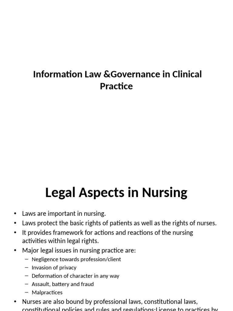 Information Law & g+Ove+Rnance+ in Clinical Practice | PDF | Nursing ...